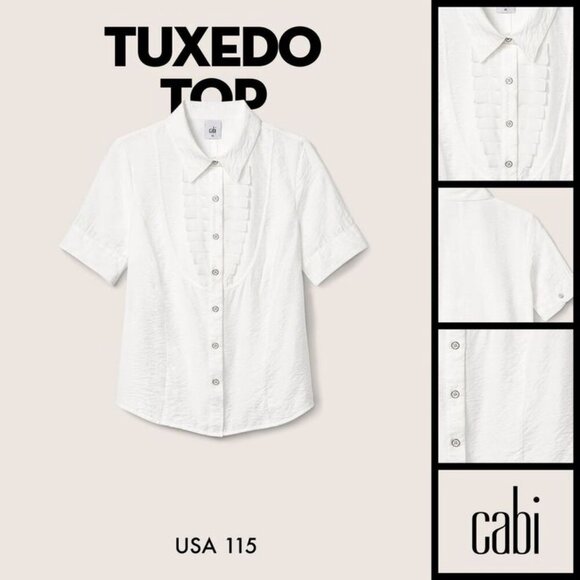 CAbi | Tops | Cabi Tuxedo Top 477 White | Poshmark